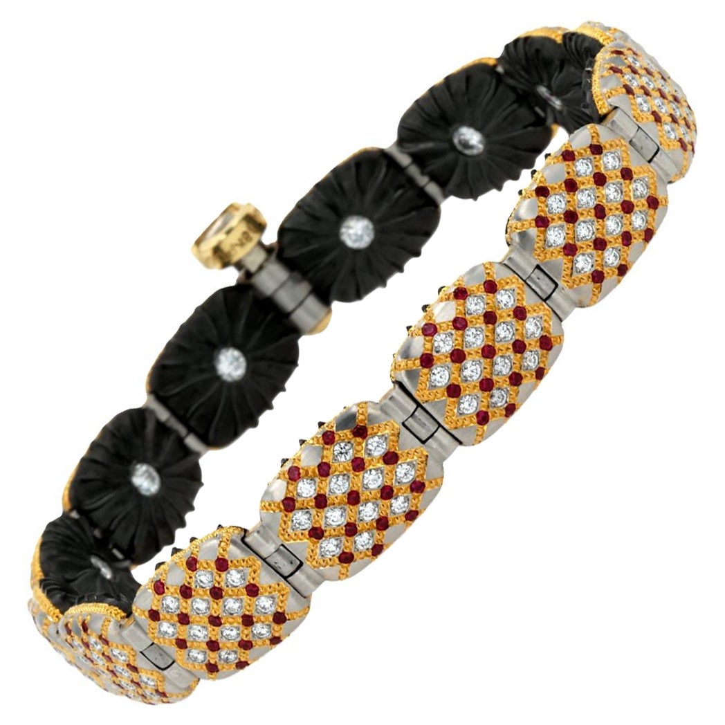 Twice-as-Nice Black Knightsteel Bracelet with Diamonds by Zoltan David ...