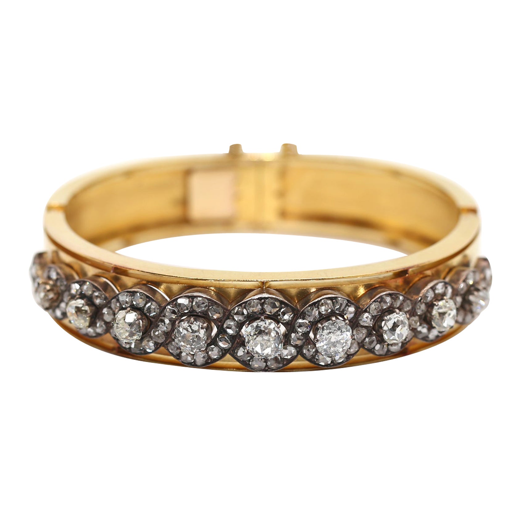 Triangle Diamonds Ring Certified 3.7Ct Yellow Gold 18K, 1990 For Sale ...