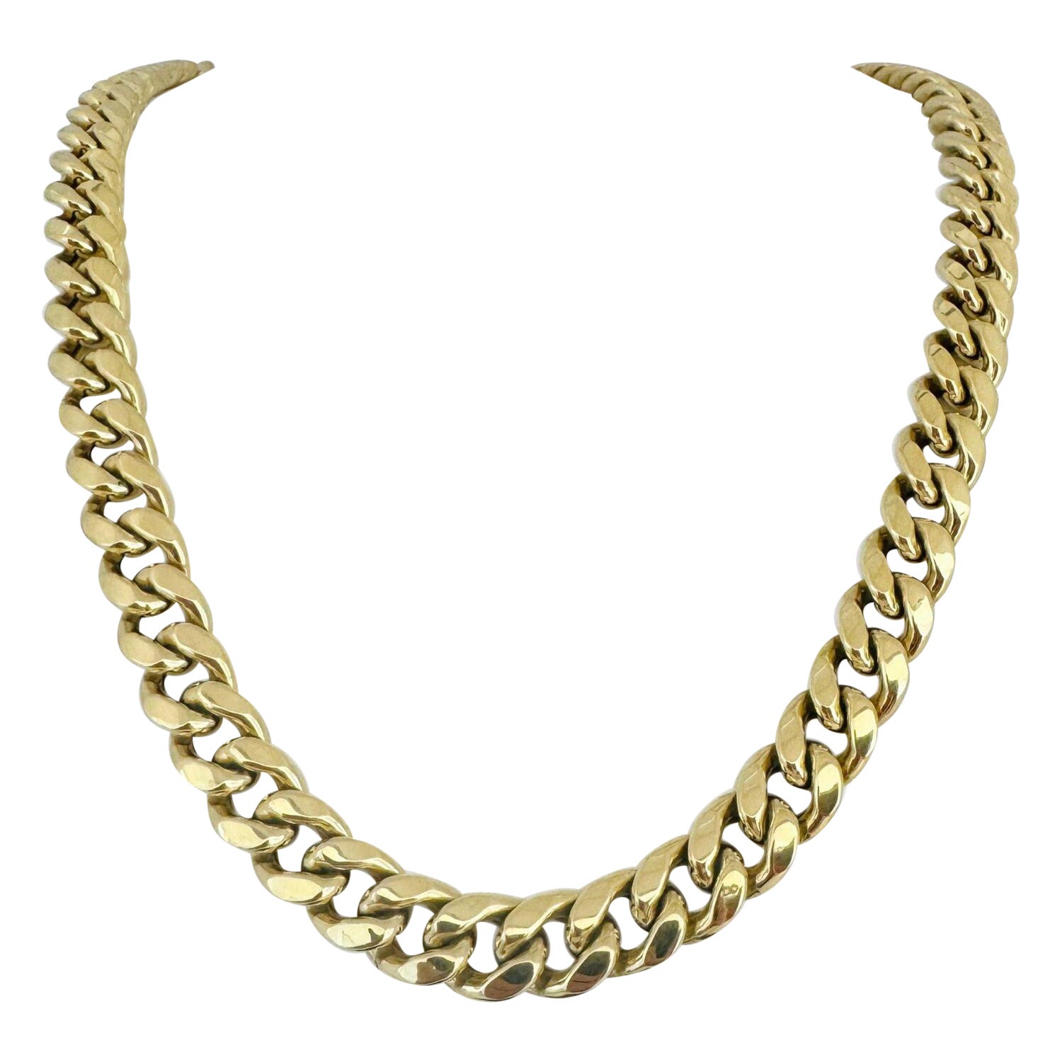10 Karat Yellow Gold Hollow Thick Men's Cuban Link Chain Necklace For ...