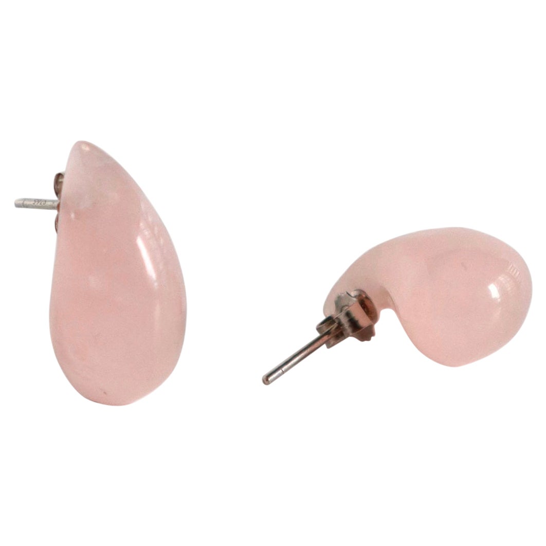 Rose quartz drop earrings For Sale at 1stDibs