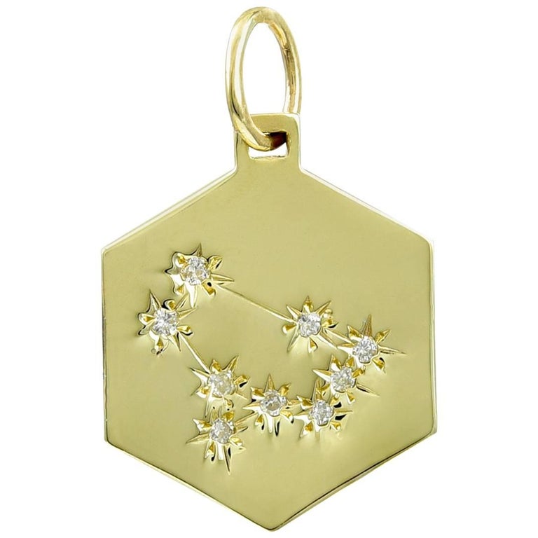 Gold and Diamond Gemini Charm at 1stDibs | gemini gold charm