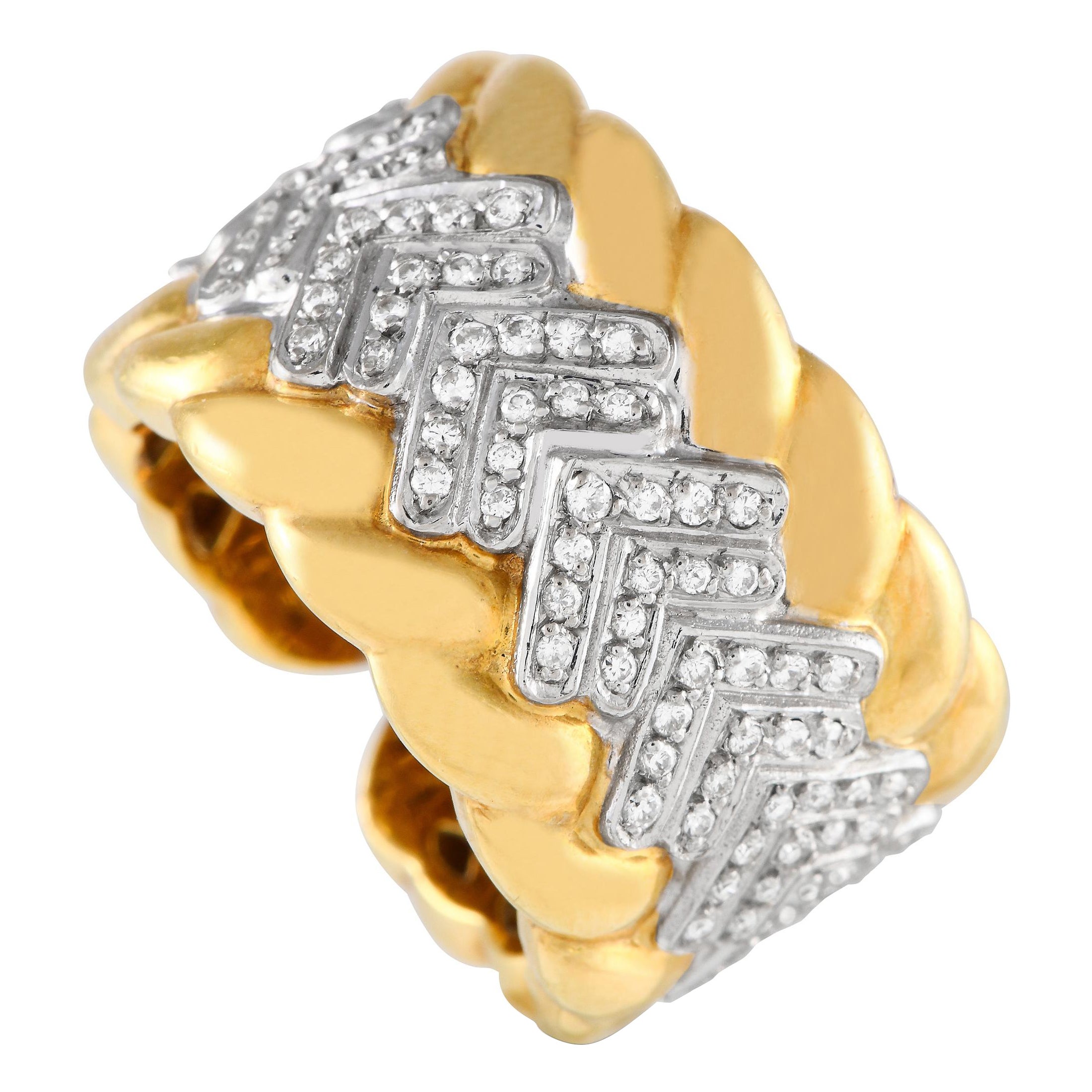 18K Yellow Gold 0.90 ct Diamond Ring For Sale at 1stDibs