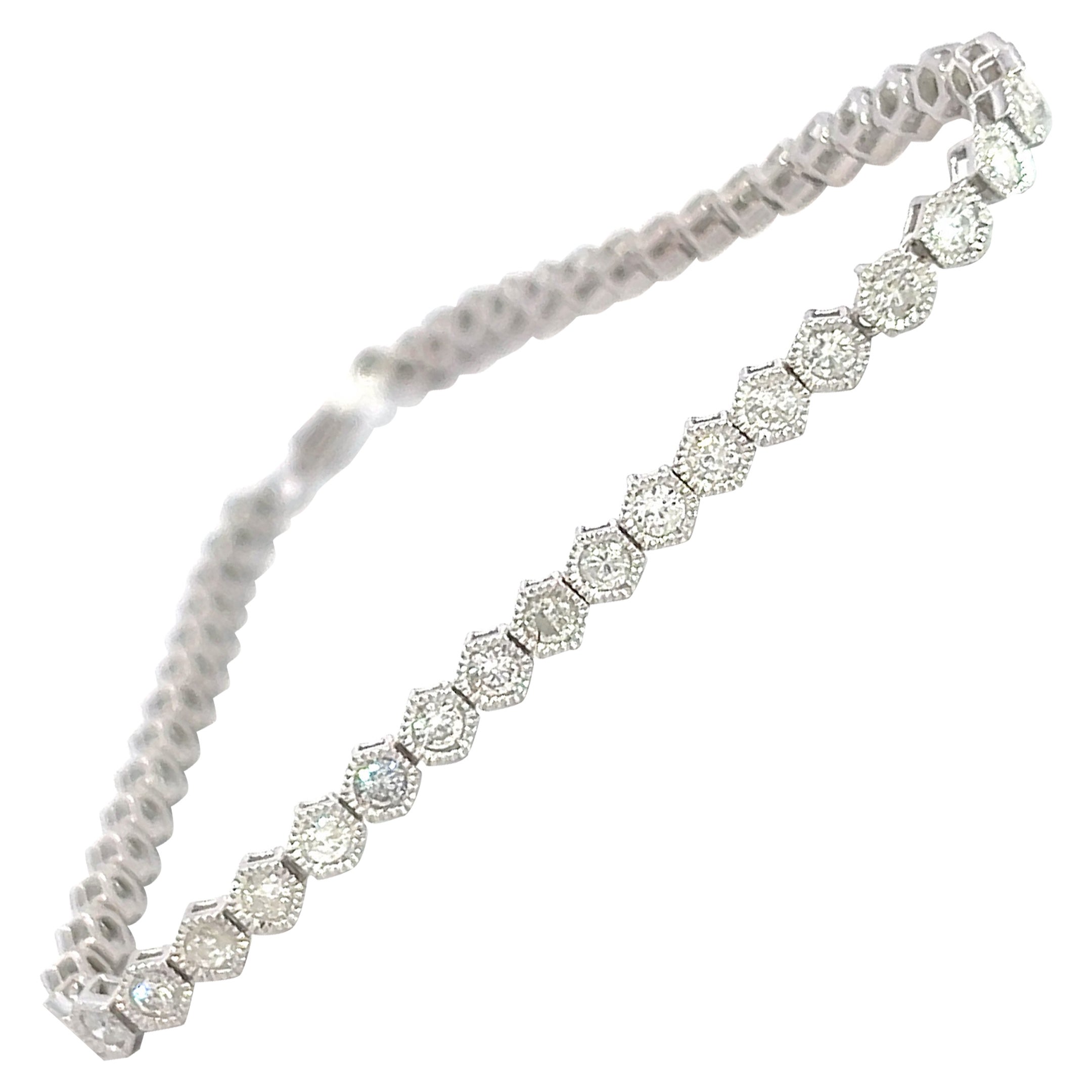 14k white gold bee my lover hexagon classic 1.73 ct diamond bracelet For Sale at 1stDibs
