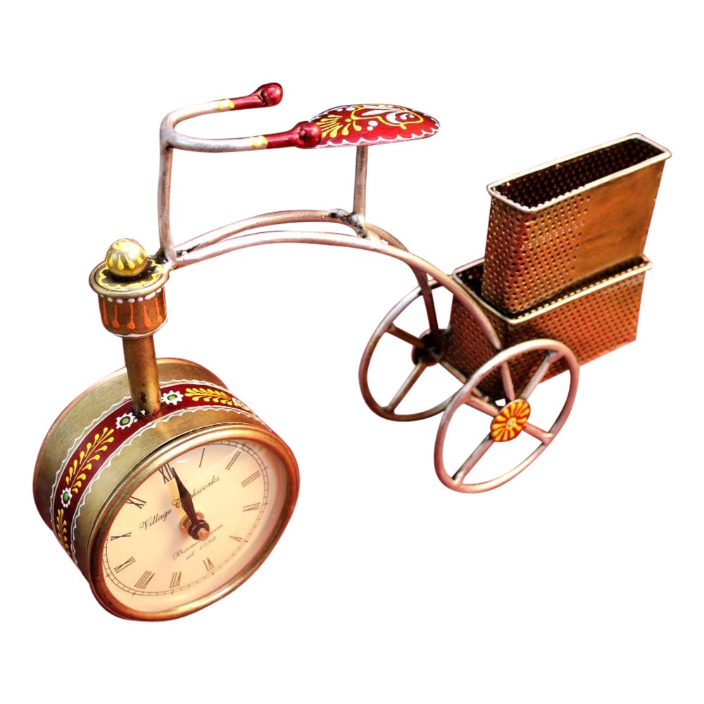 IRON PAINTED CYCLE PEN STAND w/CLOCK For Sale at 1stDibs