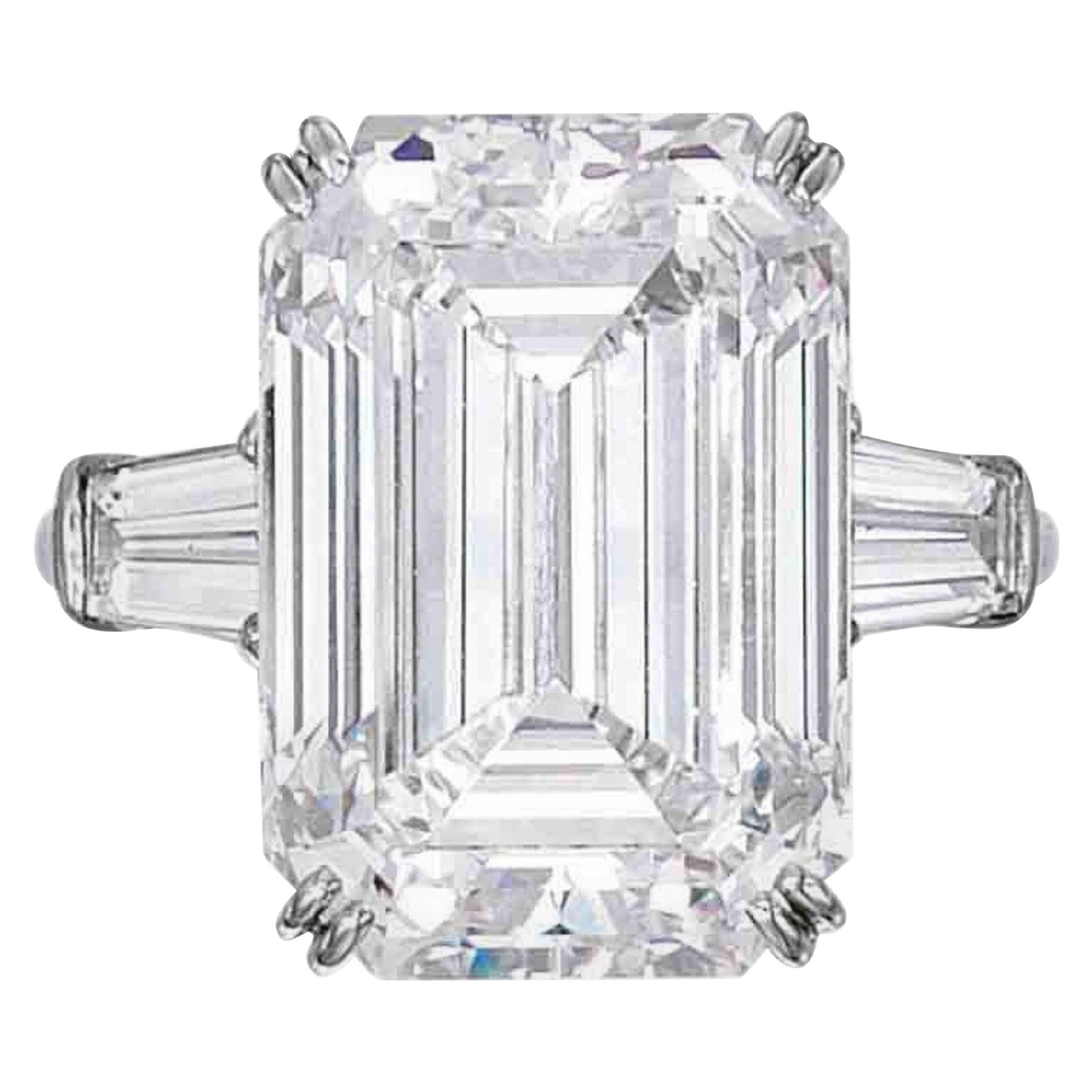 J. Birnbach GIA FVVS2 7.20 carat Emerald Cut Diamond Ring with Tapered ...