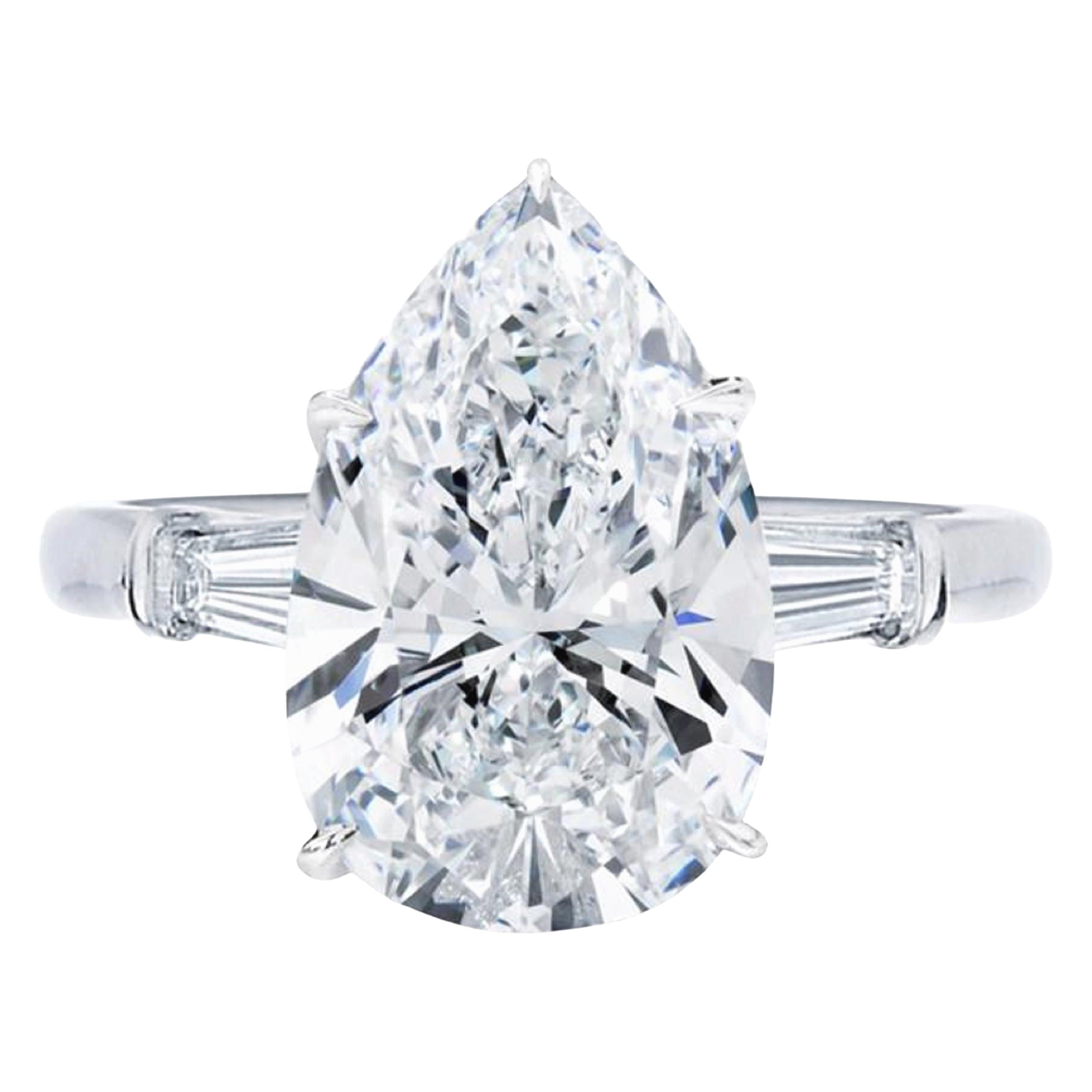 GI Certified 4 Carat Pear Cut Diamond Ring For Sale at 1stDibs | 4 ...