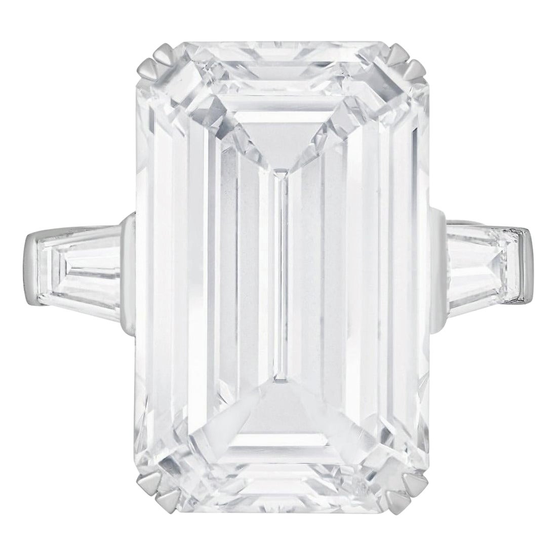 4 Carat Emerald Cut Diamond GIA with Baguettes Engagement Ring For Sale ...