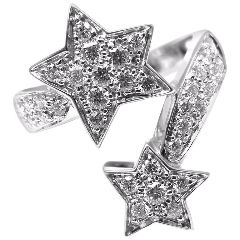 Chanel Comete Diamond Gold Star Ring at 1stDibs | chanel star ring