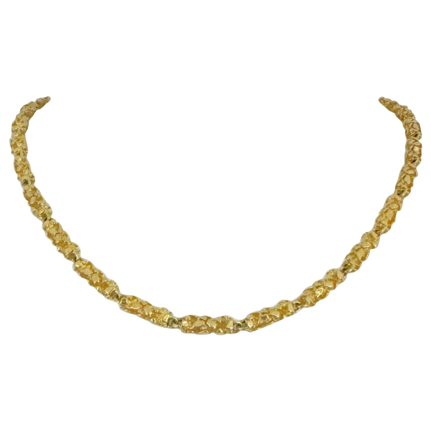 14 Karat Yellow Gold Solid Ladies Nugget Link Chain Necklace For Sale ...