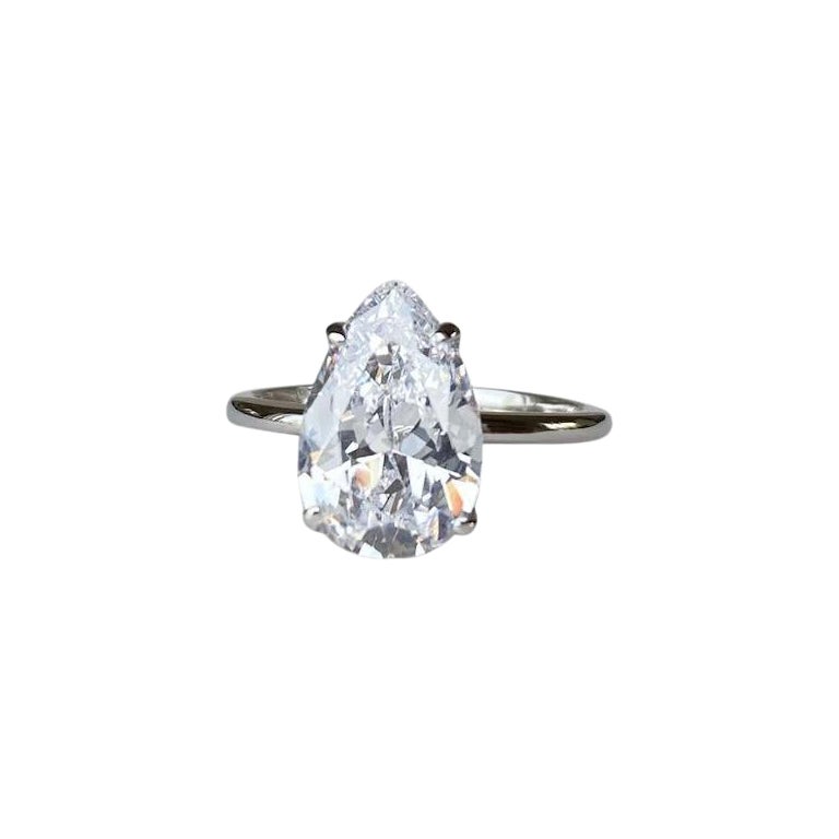 3Ct Moissanite Pear Engagement Ring 925 Sterling Silver Solitare ...