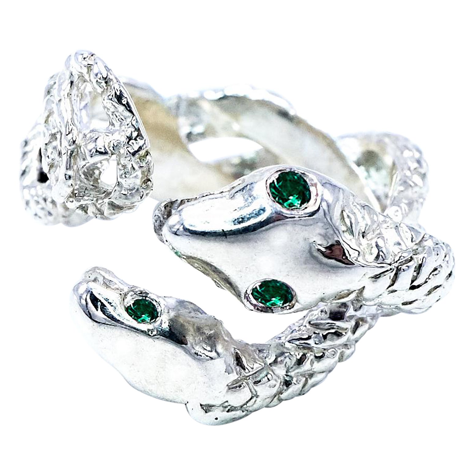 Emerald Snake Ring Sterling Silver J Dauphin For Sale at 1stDibs