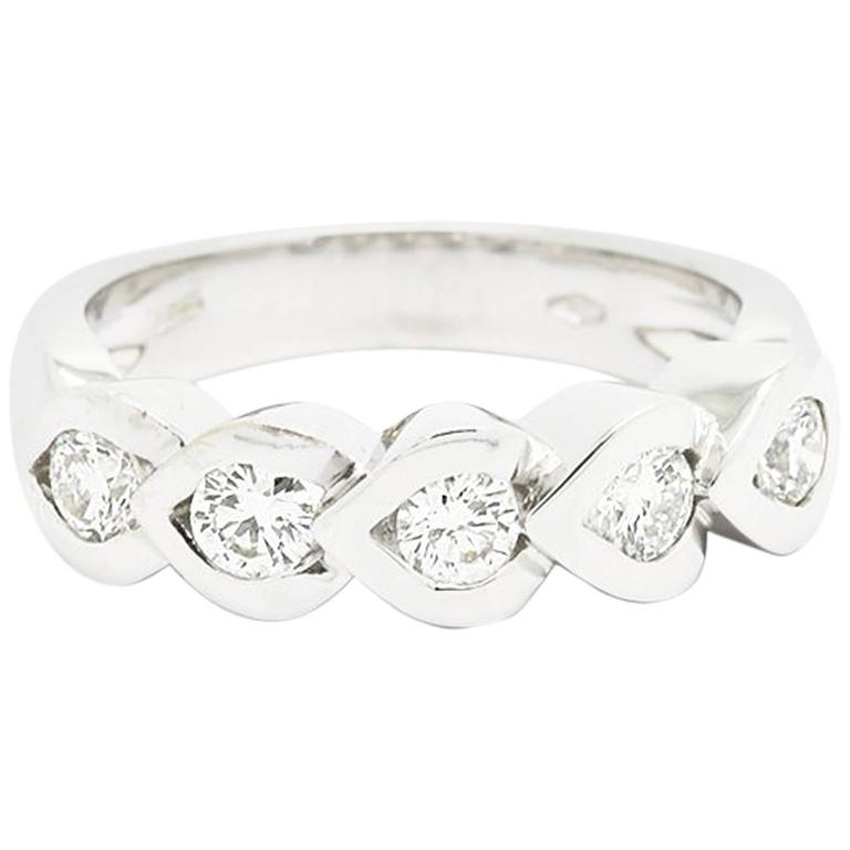 Ferrucci Five-Diamond Braided Gold Ring For Sale at 1stDibs