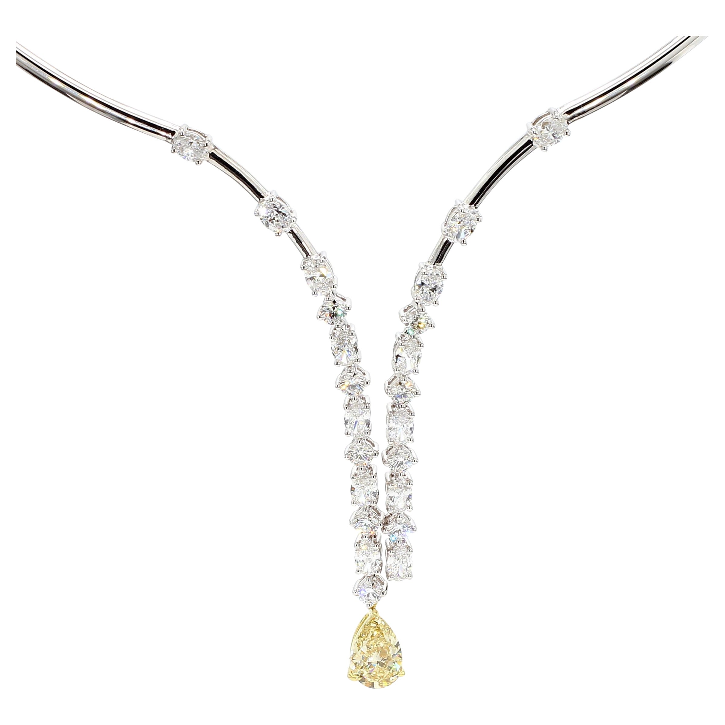 GIA Certified Natural Brown Pear Diamond 0.71 Carat TW Gold Necklace ...