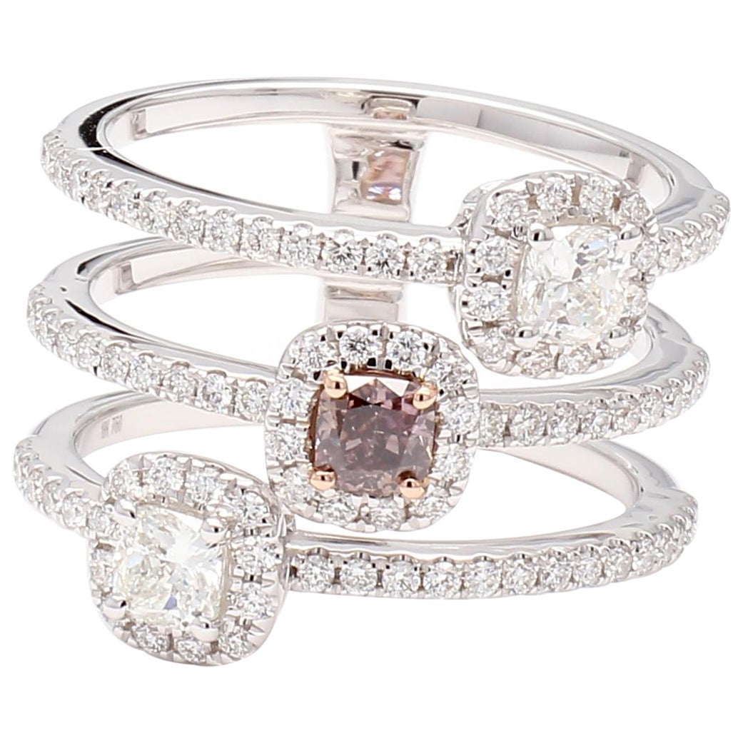 GIA Certified Natural Pink Cushion Diamond 1.32 Carat TW Gold Cocktail ...