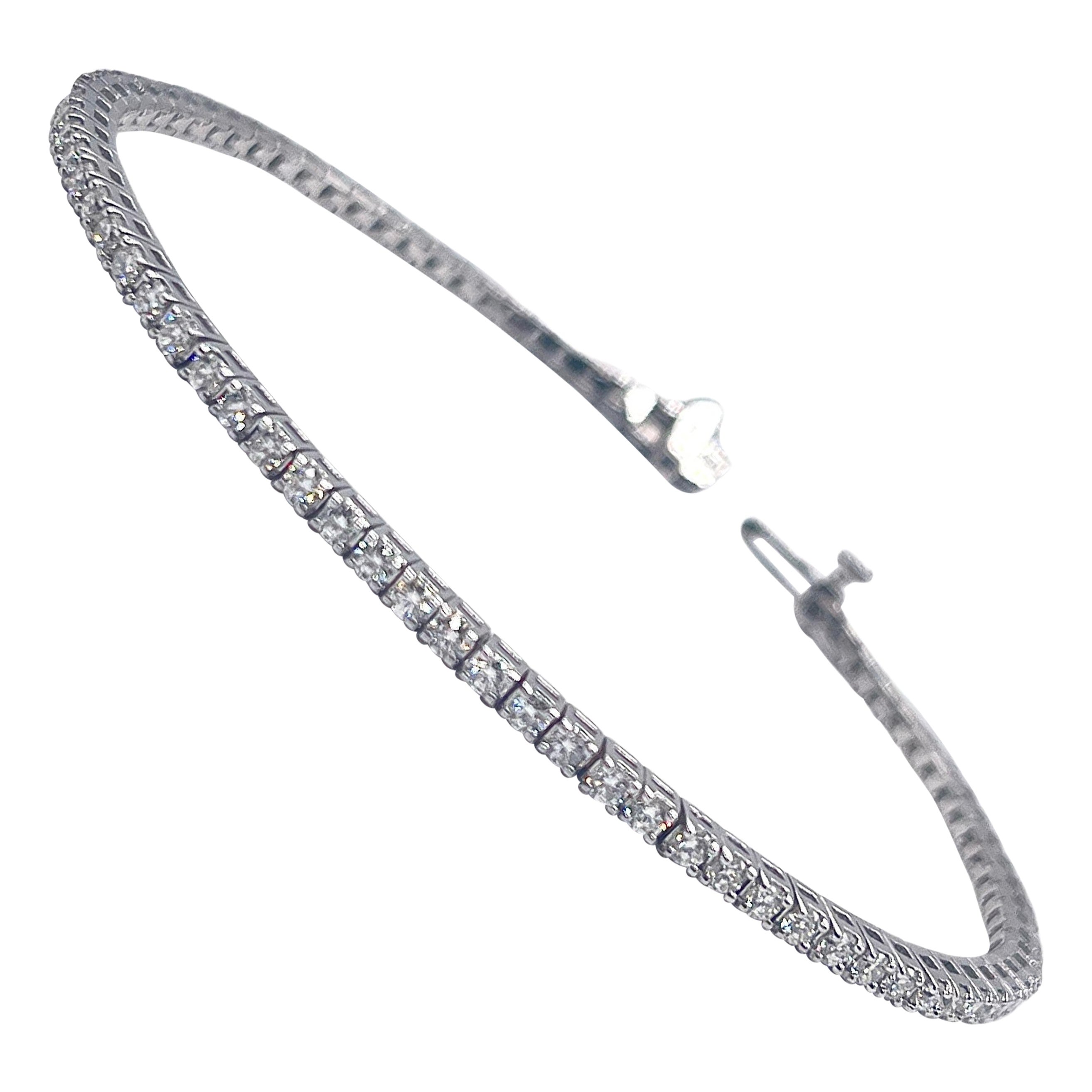 6.70 Carat Natural Diamond Tennis Bracelet in 14K White Gold 7" For Sale at 1stDibs