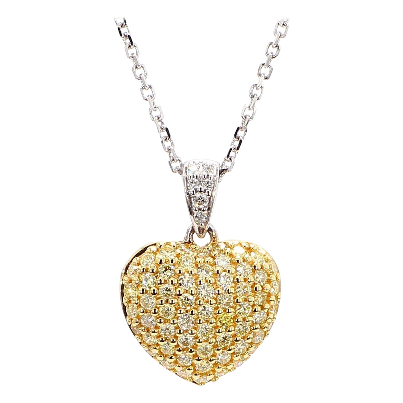 Natural Yellow Round and White Diamond .52 Carat TW Gold Drop Pendant ...
