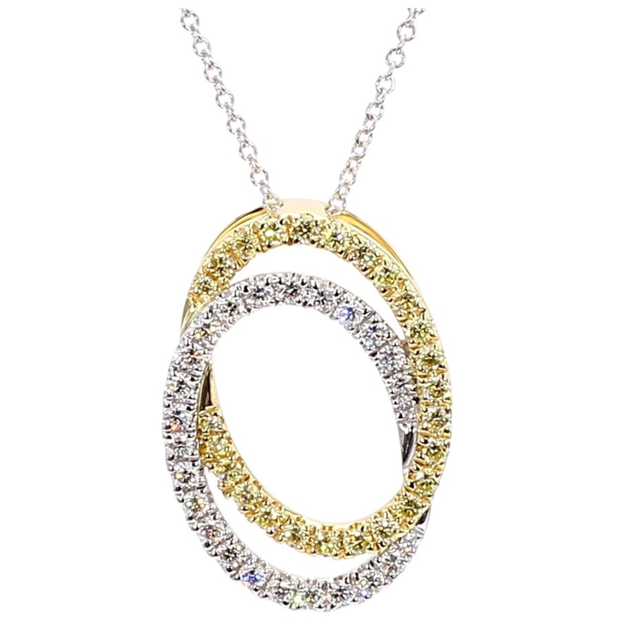 Natural Yellow Round and White Diamond .52 Carat TW Gold Drop Pendant ...