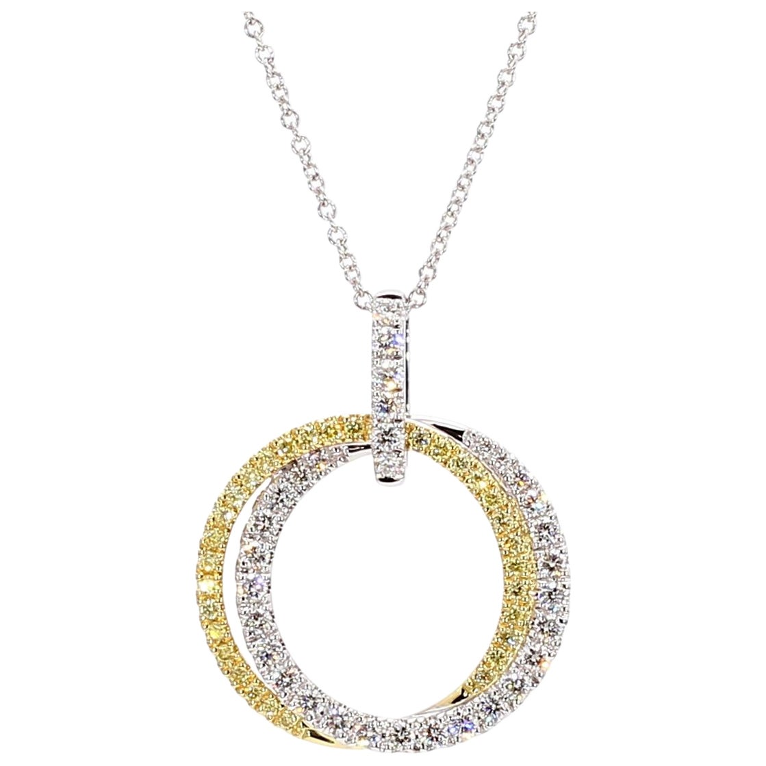 Natural Yellow Round and White Diamond .52 Carat TW Gold Drop Pendant ...