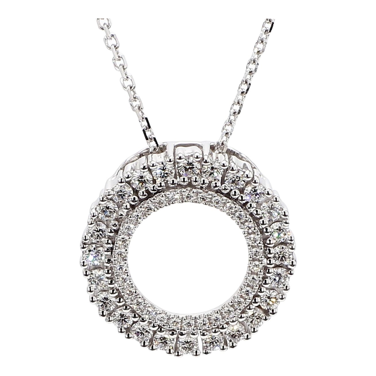 Natural White Round Diamond 0.51 Carat TW White Gold Drop Pendant For ...