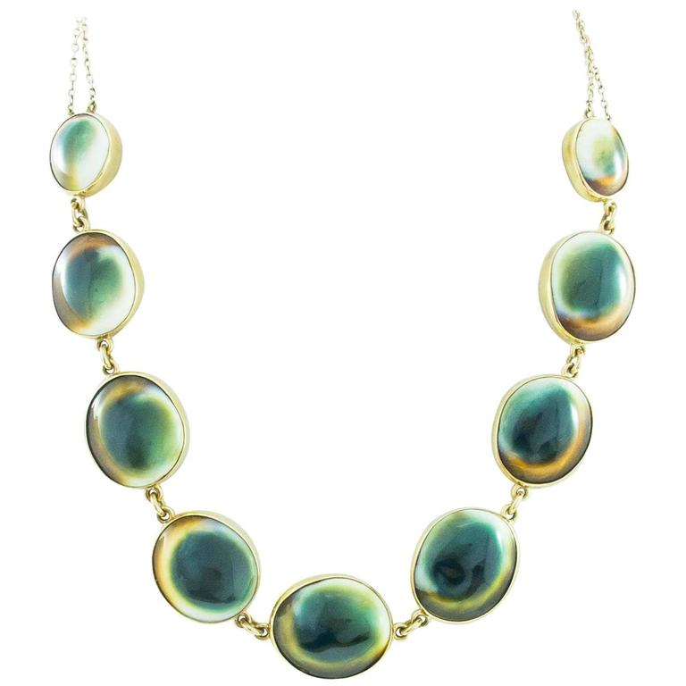 Antique Operculum Shell Gold Necklace at 1stDibs