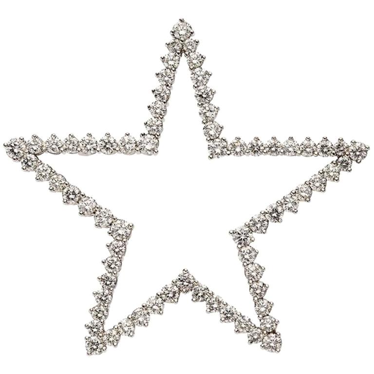 Tiffany and Co. Diamond Platinum Star Brooch at 1stDibs