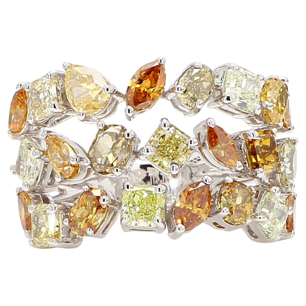 Natural Mix Fancy Color Diamond 3.95 Carat TW Gold Cocktail Ring For ...