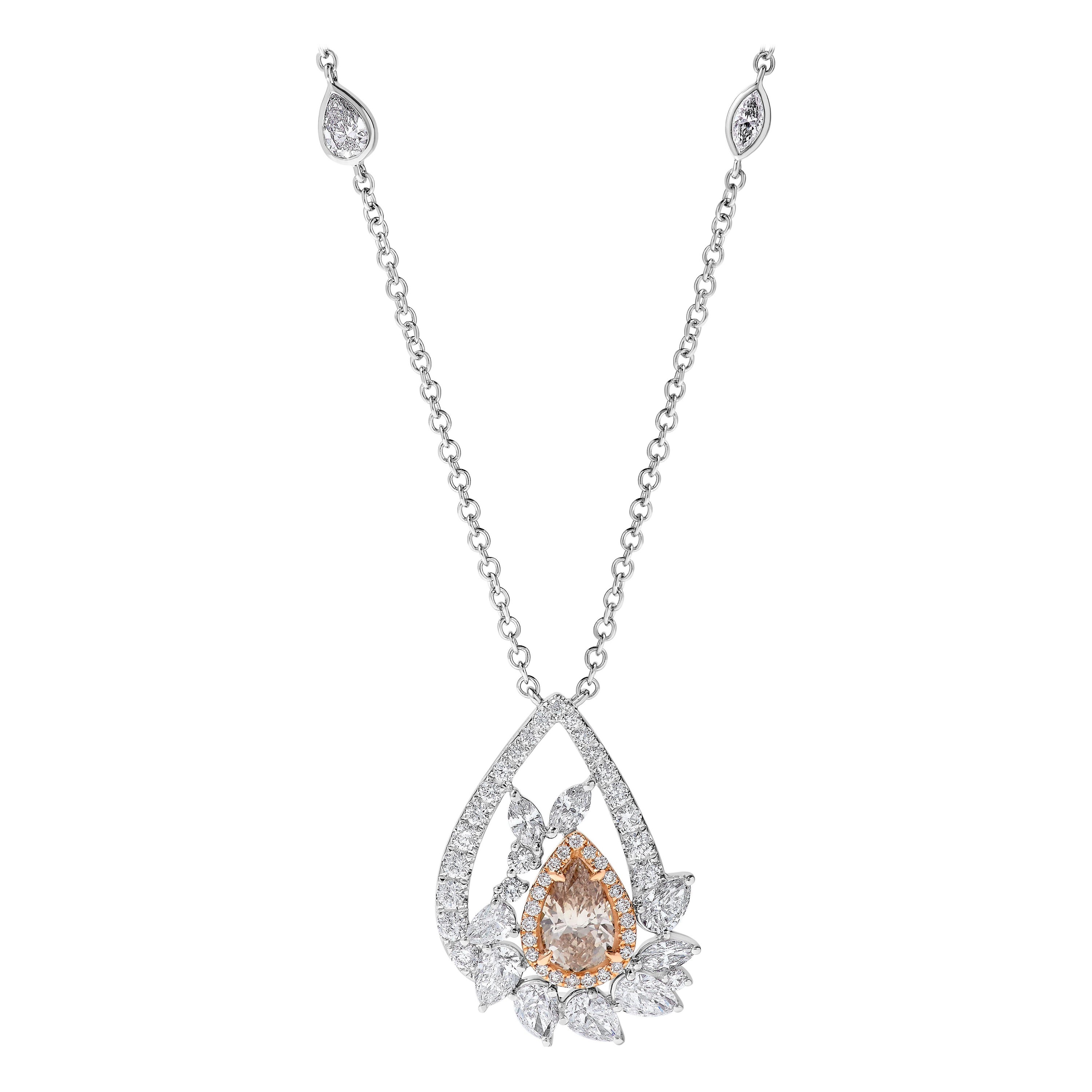 GIA Certified Natural Fancy Color Mix Diamond 2.01 Carat TW Gold Drop ...