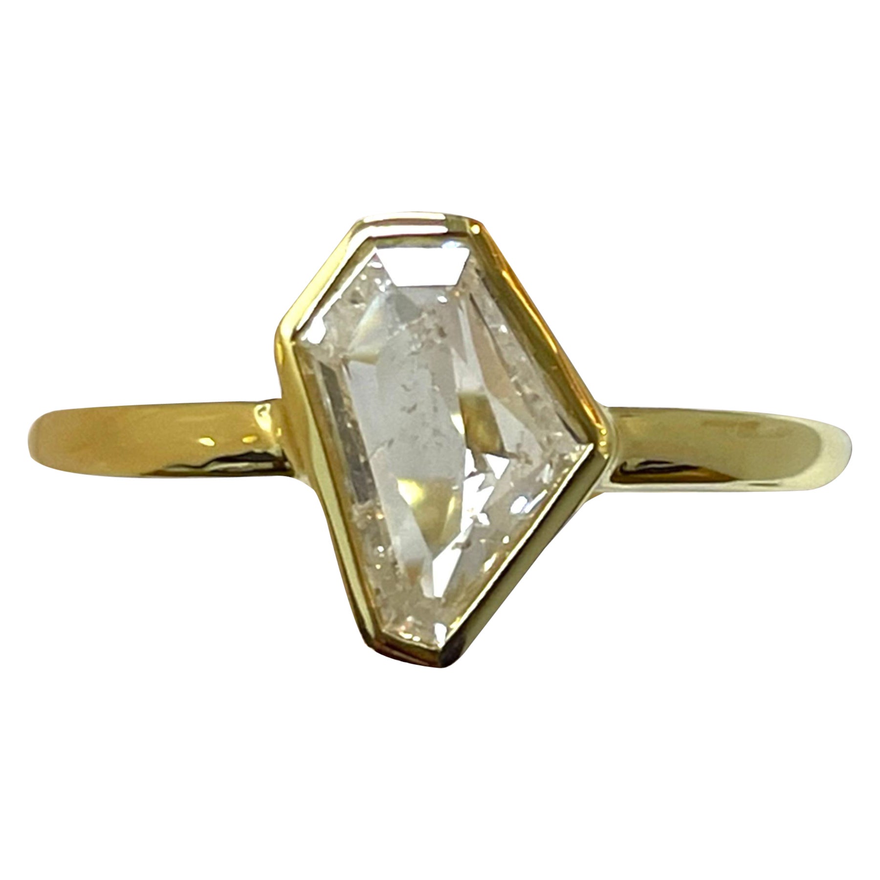 One-of-a-Kind 18K Yellow Gold Octagonal Cut Diamond Ring For Sale at ...