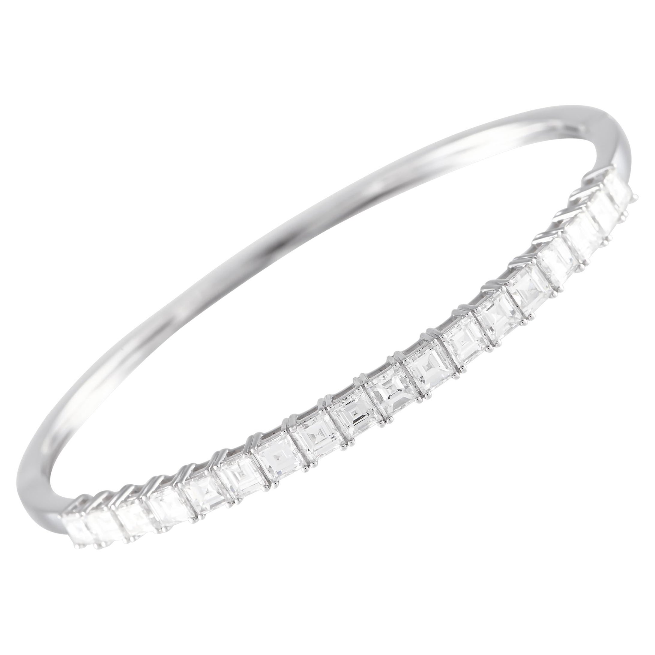 18K White Gold 4.0ct Diamond Flower Line Bracelet at 1stDibs