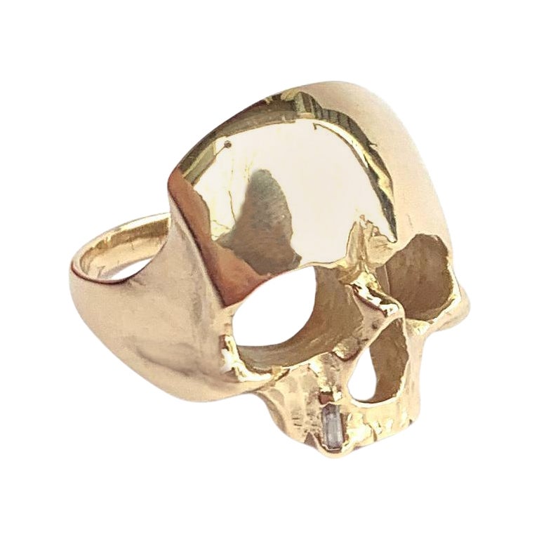 Memento Mori Skull Ring in 14k Gold with Diamond Tooth by Alex Jacques ...