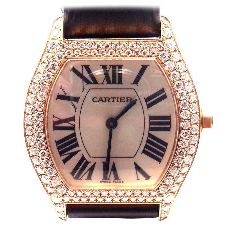 Cartier Ladies Rose Gold Diamond Tortue Collection Privee Automatic ...