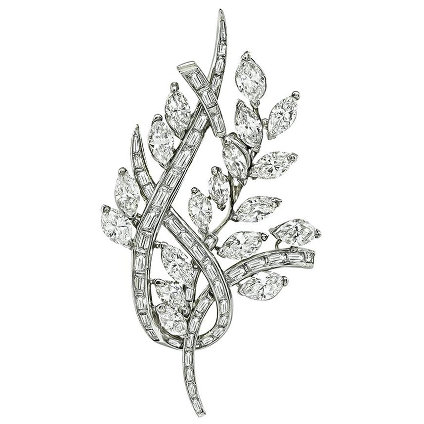 Vintage 6.00ct Diamond Gold Pin / Pendant For Sale at 1stDibs