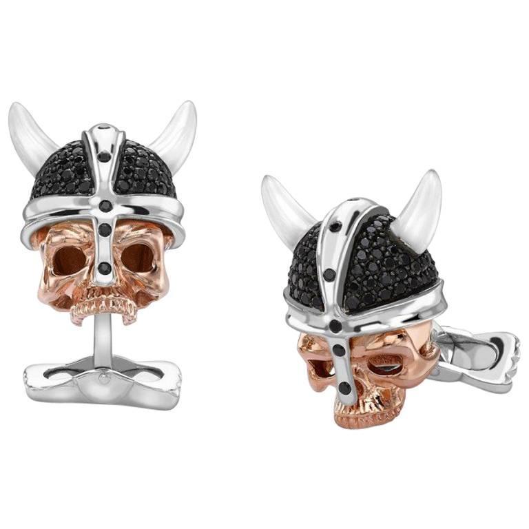 Deakin and Francis Sterling Silver Rose Gold Viking Cufflinks at 1stDibs