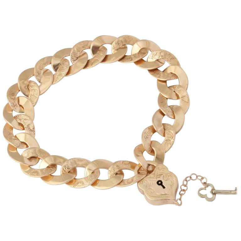 Victorian Reversible Lock And Key One Size Fits All Flexible Gold Link ...