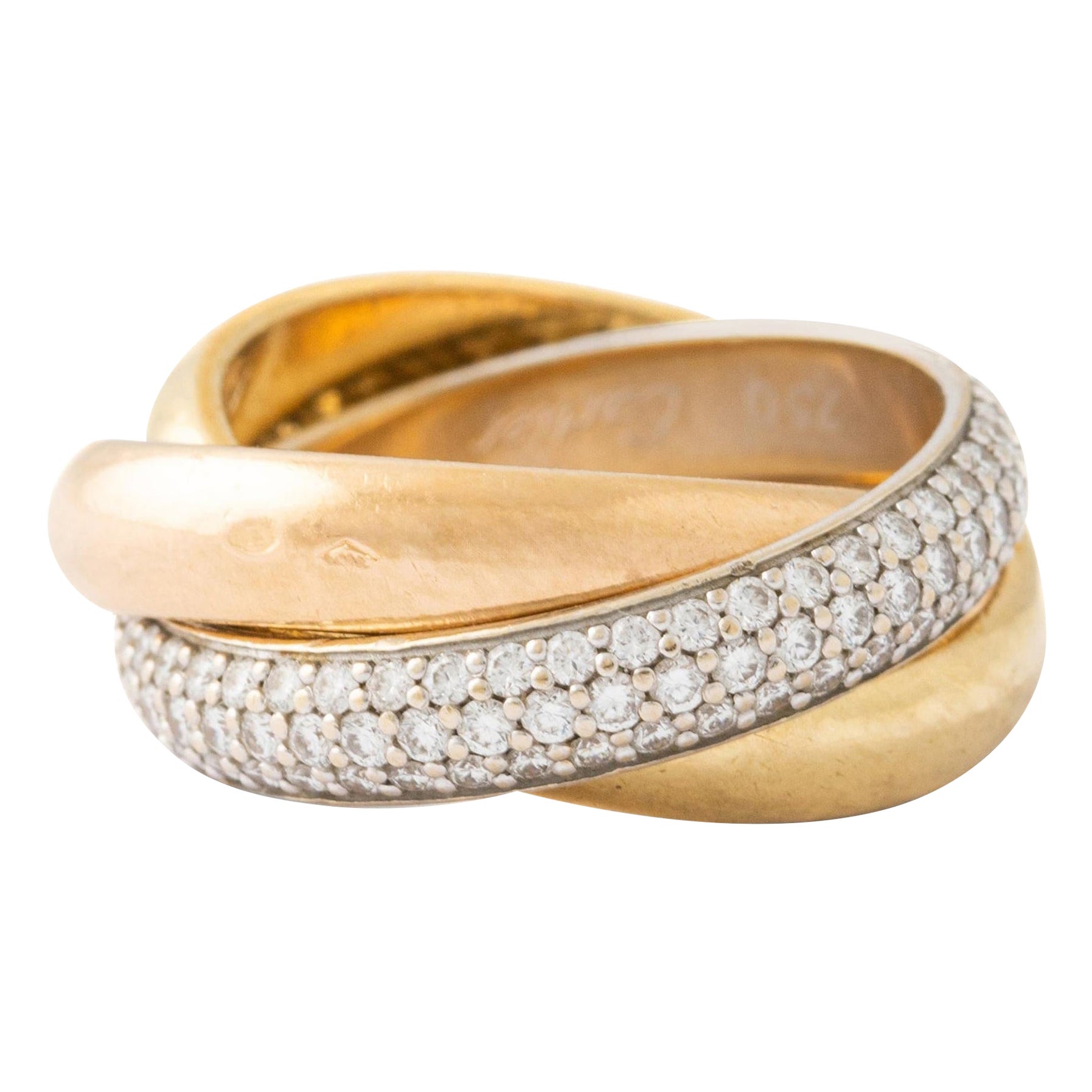 Cartier Diamond Trinity Gold 18K Ring For Sale at 1stDibs