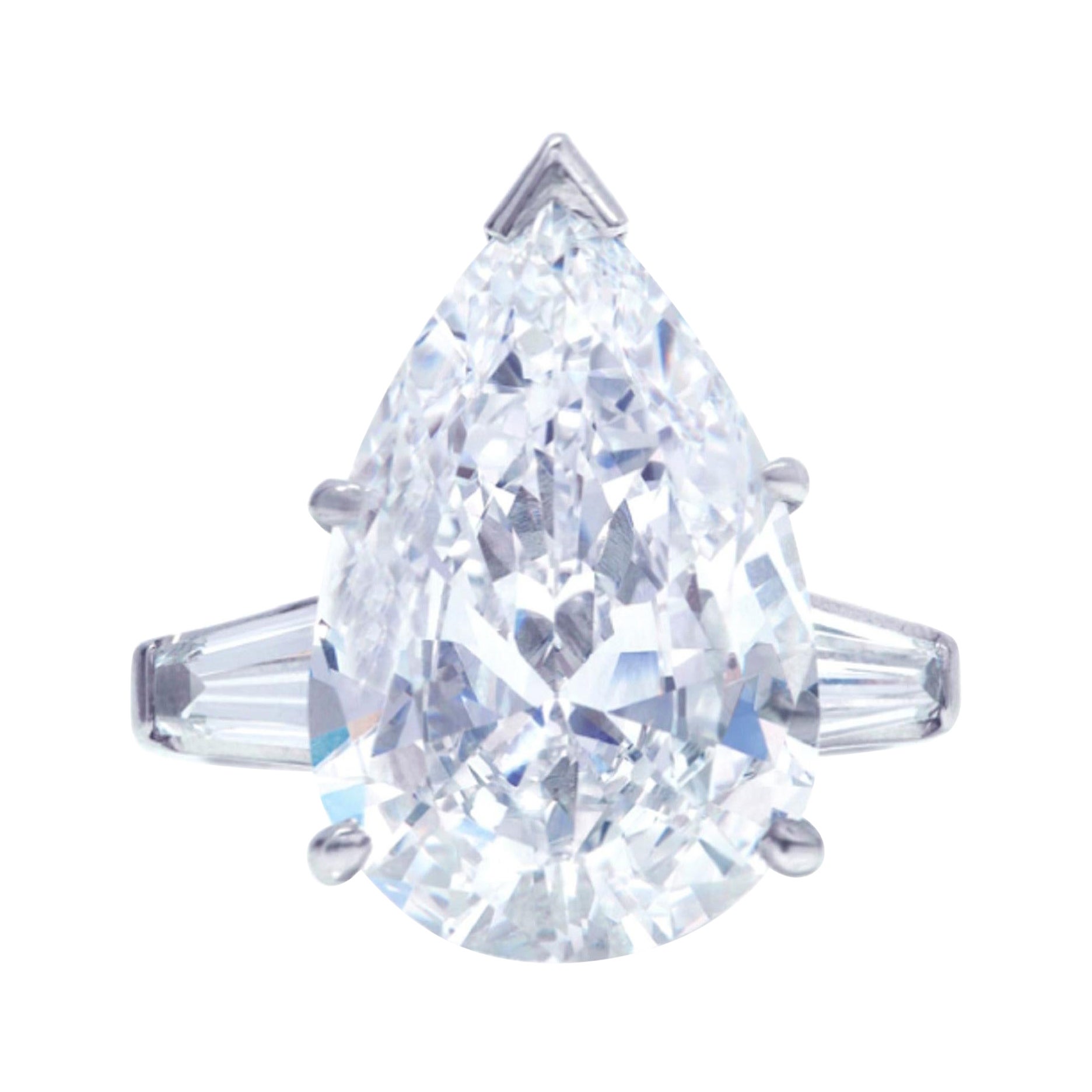 GIA Certified 5.10 Ct Oval Cut Diamond with Pear Cut Diamond in 18K ...