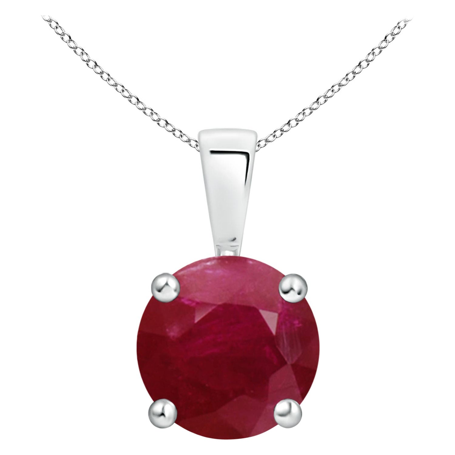 Natural Classic Round 4.5 ct Ruby Solitaire Pendant in 14K White Gold ...