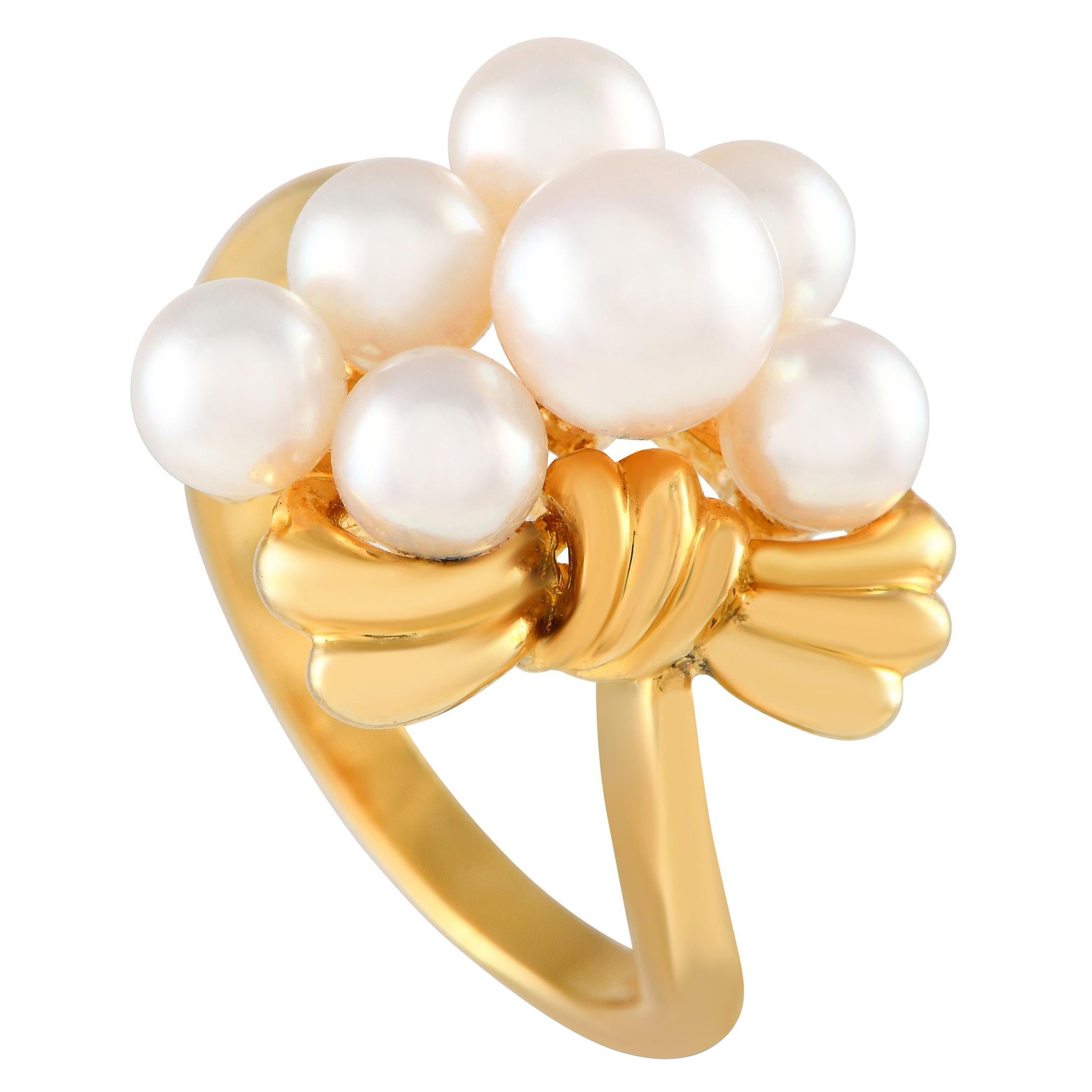 Mikimoto 18K Yellow Gold Pearl Ring For Sale at 1stDibs