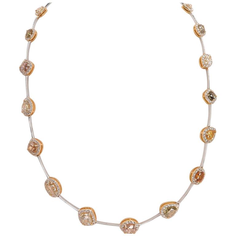 Yvel Natural Multi-Colored Diamond Necklace at 1stDibs | multi color ...