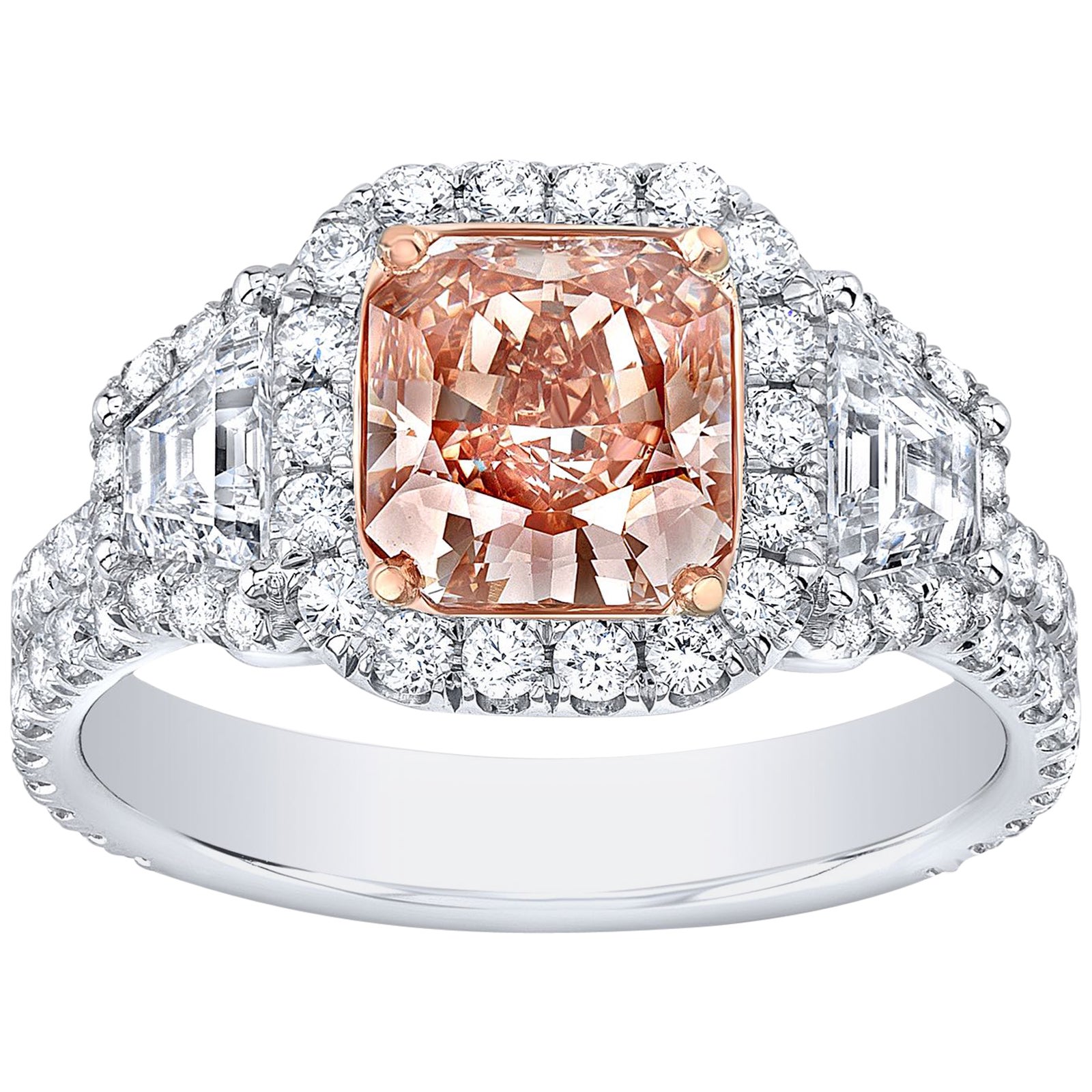 Pink Diamond Ring Cushion Cut 0.45 Carats GIA Certified For Sale at 1stDibs