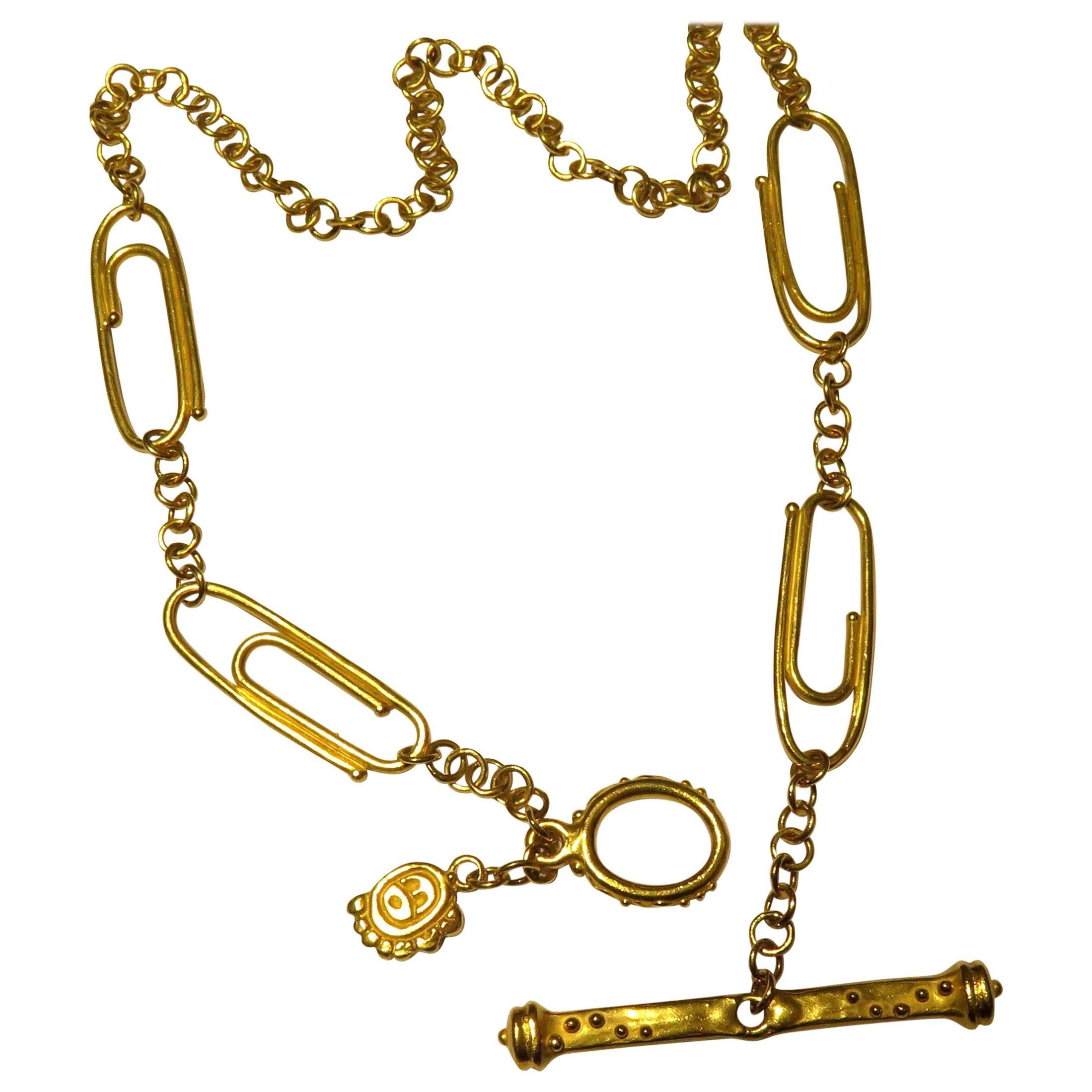 Denise Roberge Edgy Gold Paper Clip Toggle Necklace For Sale at 1stDibs ...
