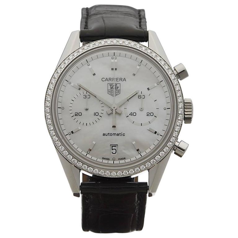 Tag Heuer Stainless Steel Diamond Bezel Carrera Automatic Wristwatch ...
