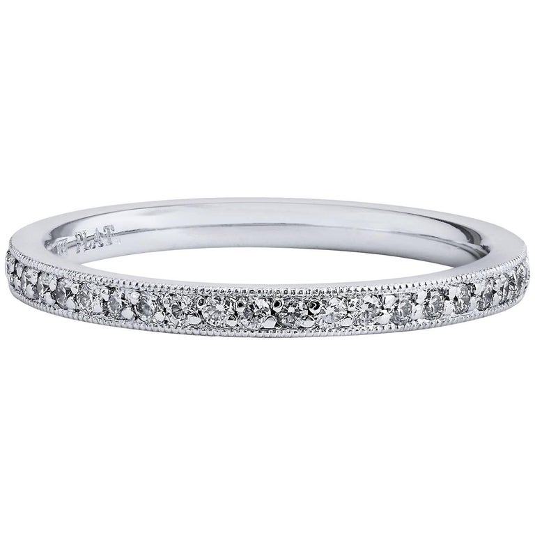 0.36 Carat Diamond Platinum Wedding Band Ring For Sale at 1stDibs