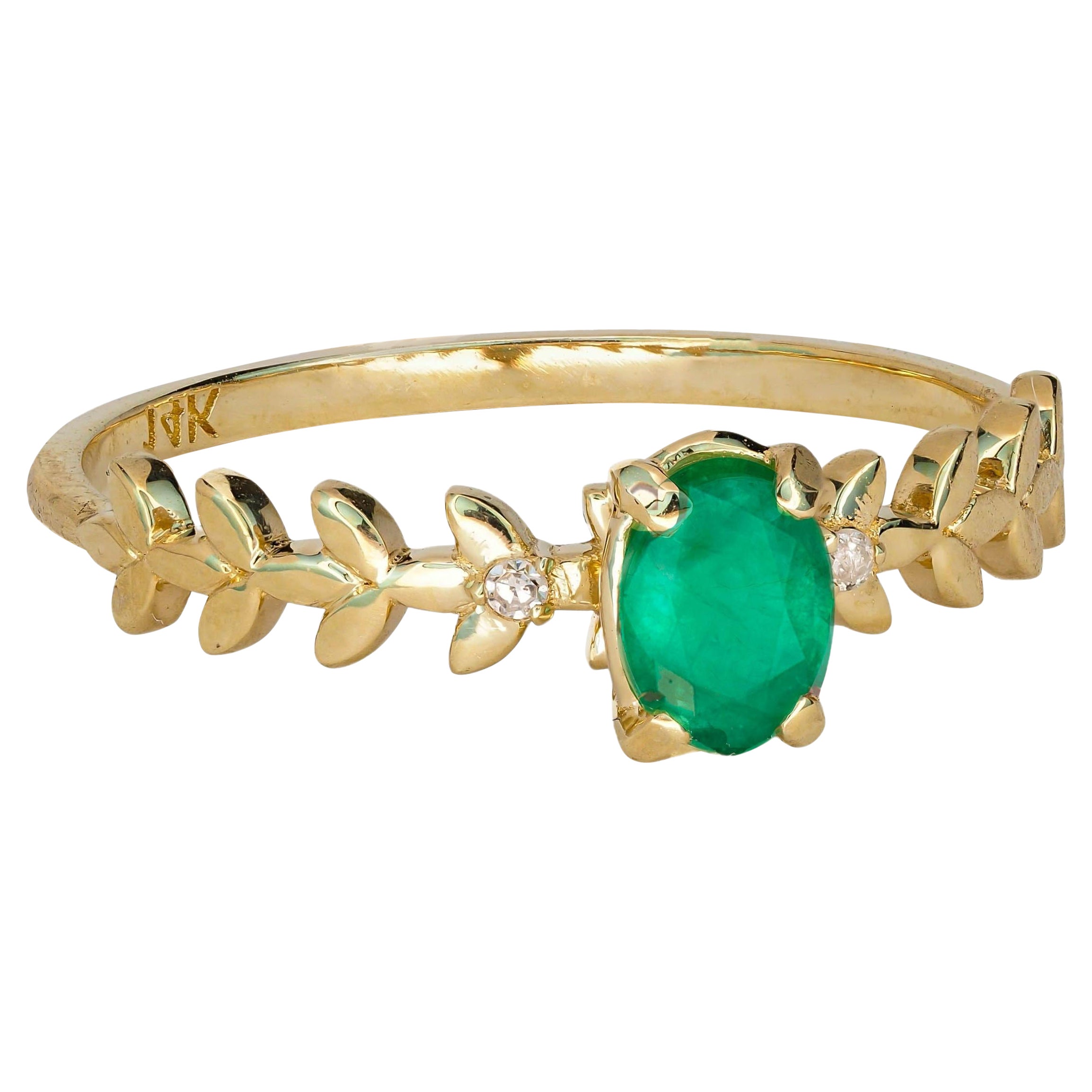Genuine emerald 14k gold ring. For Sale at 1stDibs