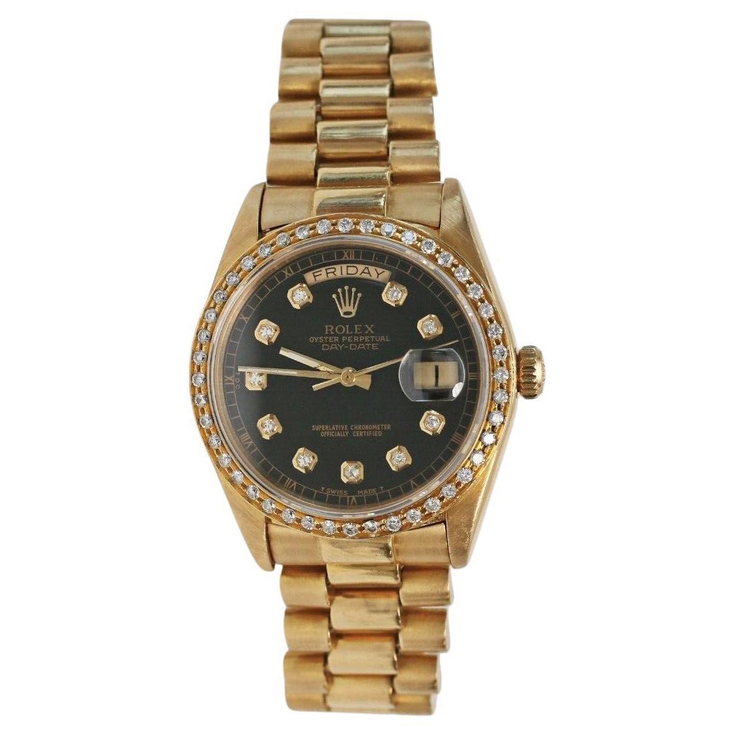 Rolex 18k Gold President Black Dial with Diamonds Reference 18038 Circa ...