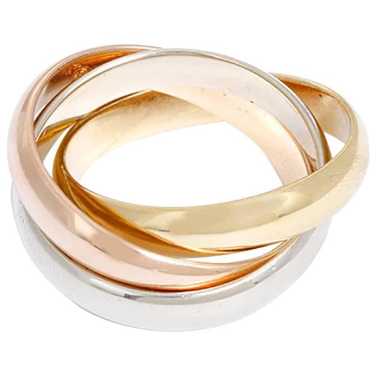 Cartier Trinity Tri-Color Gold Ring Sz. 54 For Sale at 1stDibs ...