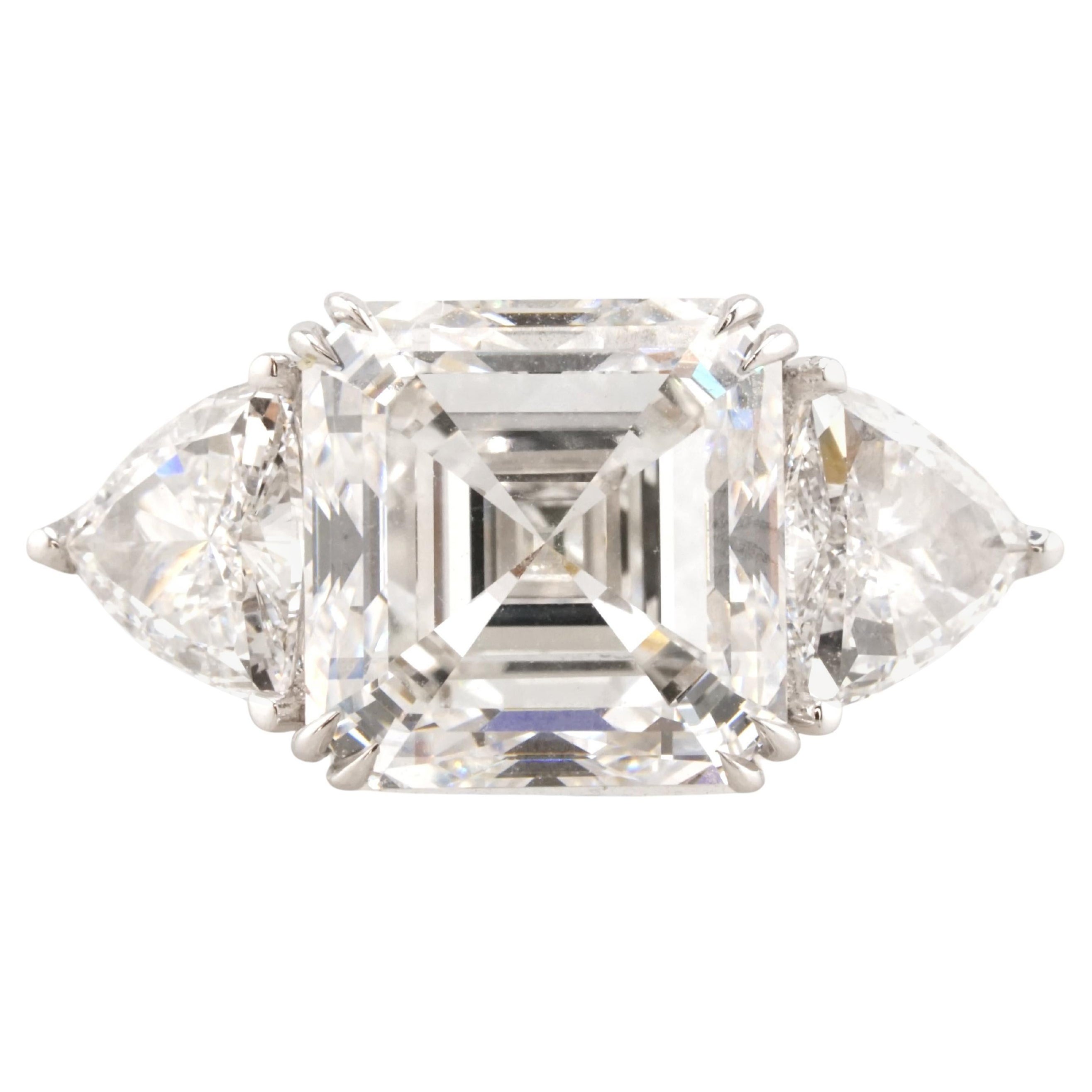 GIA Certified 4 Carat Square Emerald Cut Diamond with Trillion Diamonds ...