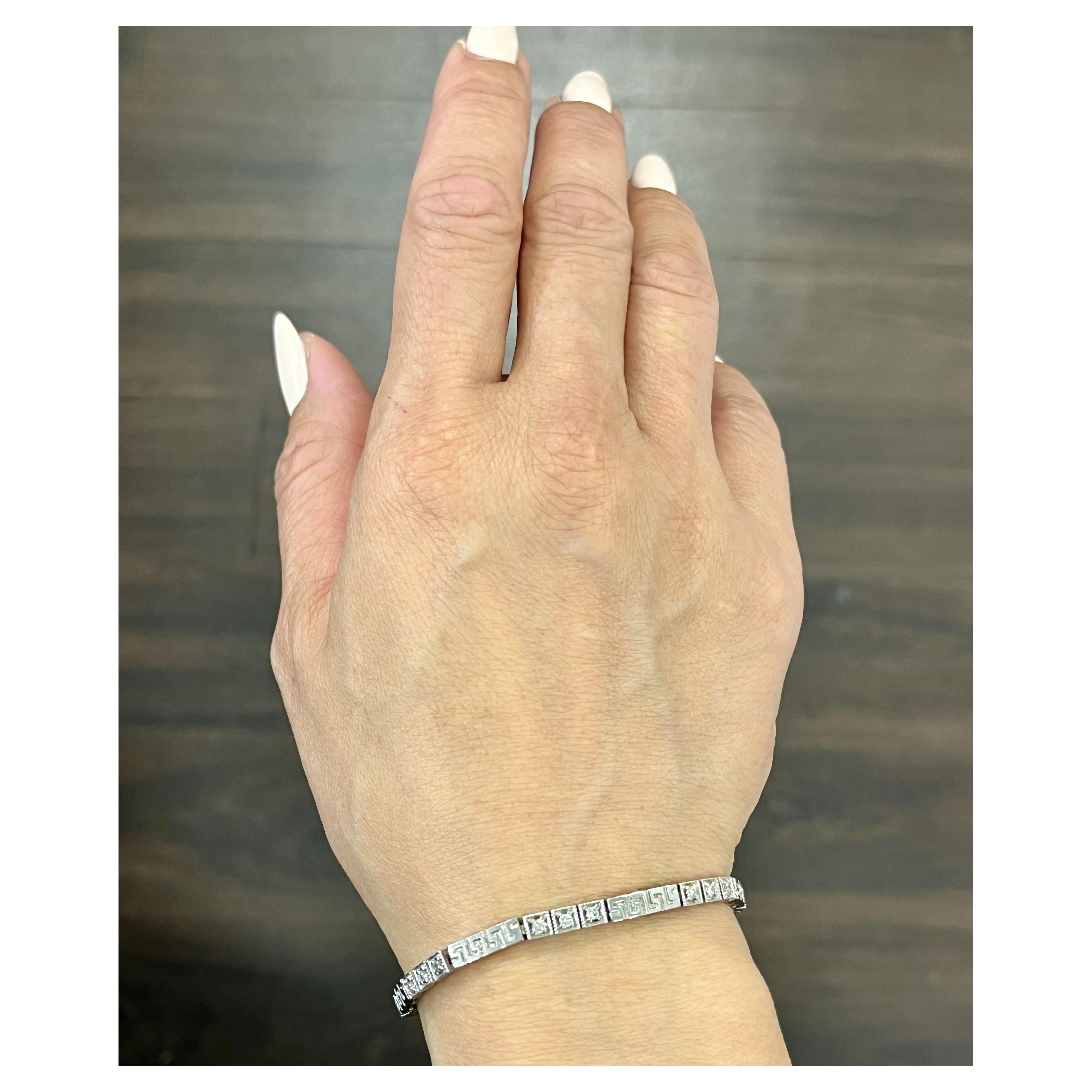 0.71 ct Diamond Greek Key Pattern Bracelet For Sale at 1stDibs