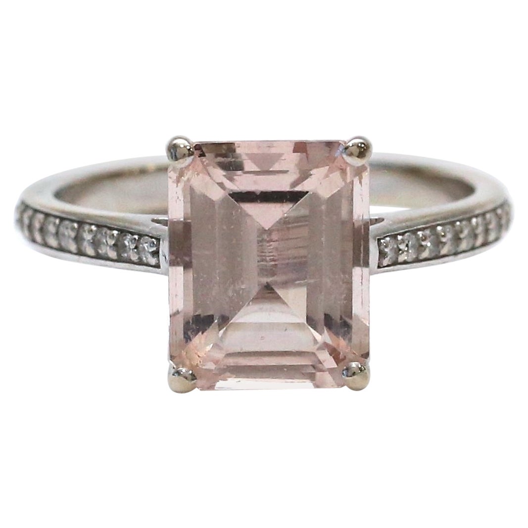 Angara 14k WeiBgold Diamantring mit Morganit im Smaragdschliff GroBe 7 5 3.4g im Angebot bei 1stDibs