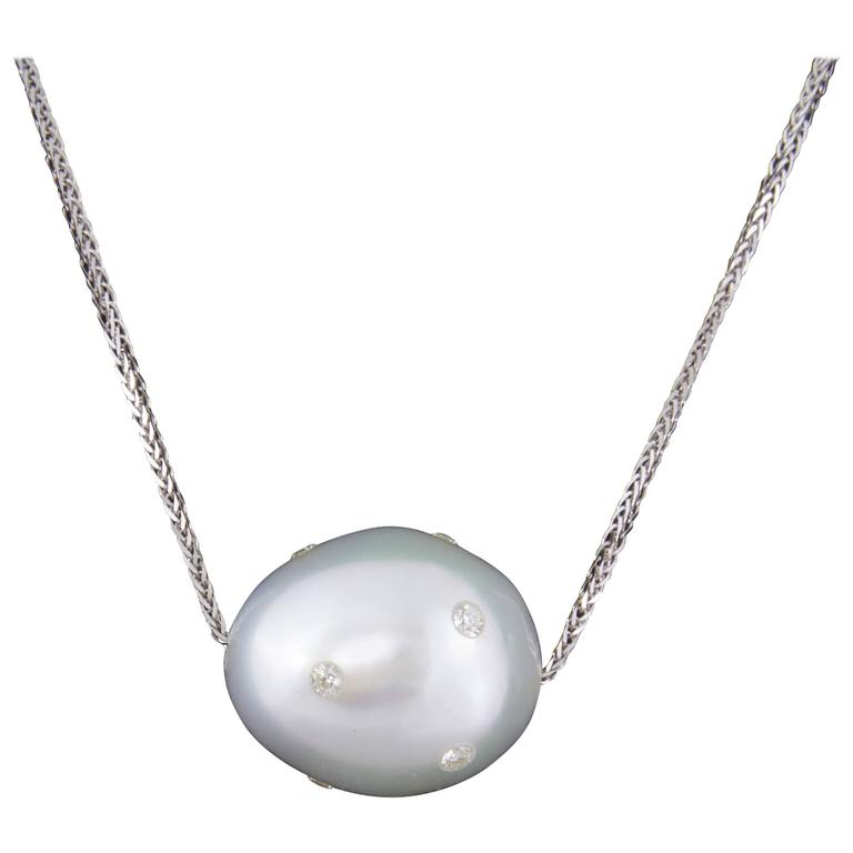 Baroque South Sea Slide Pearl with Diamond Accent at 1stDibs